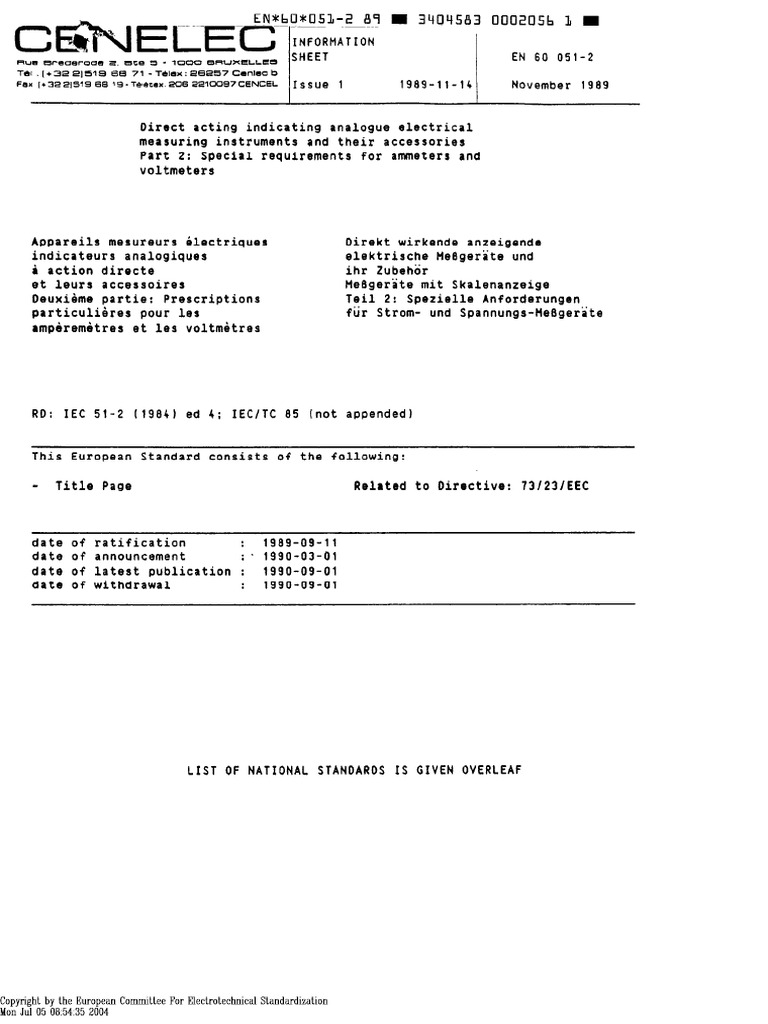 En 60051-2 1989 | PDF