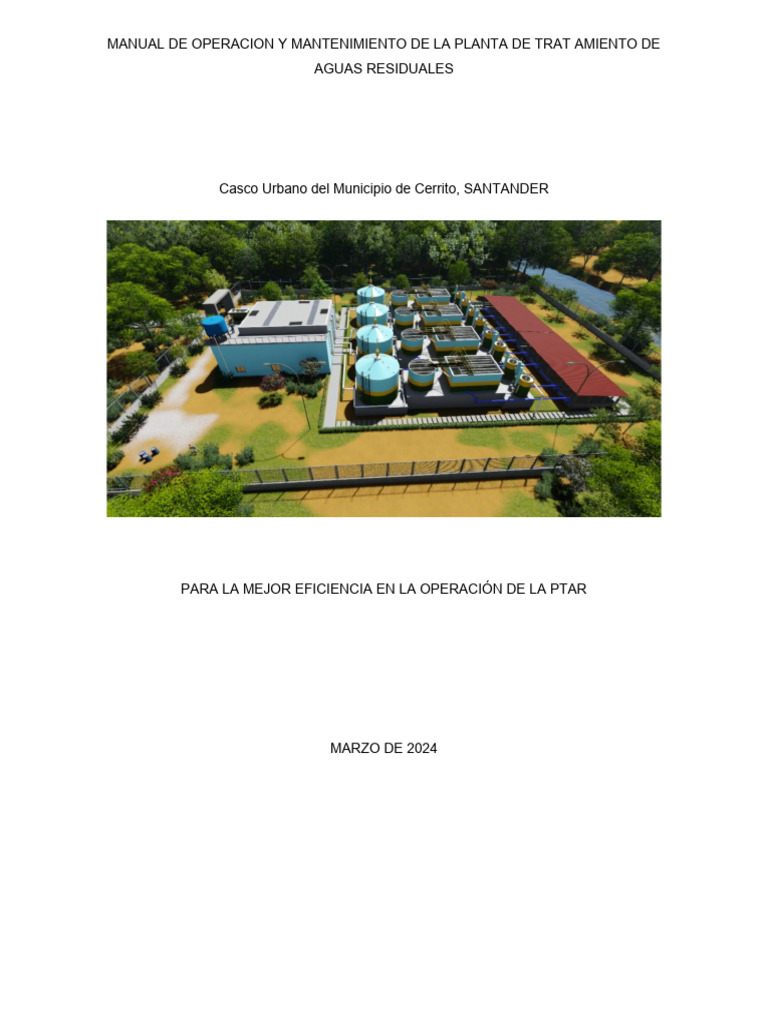 Manual de Operaciones Ptar Cerrito v1 | PDF | Agua | Aguas residuales