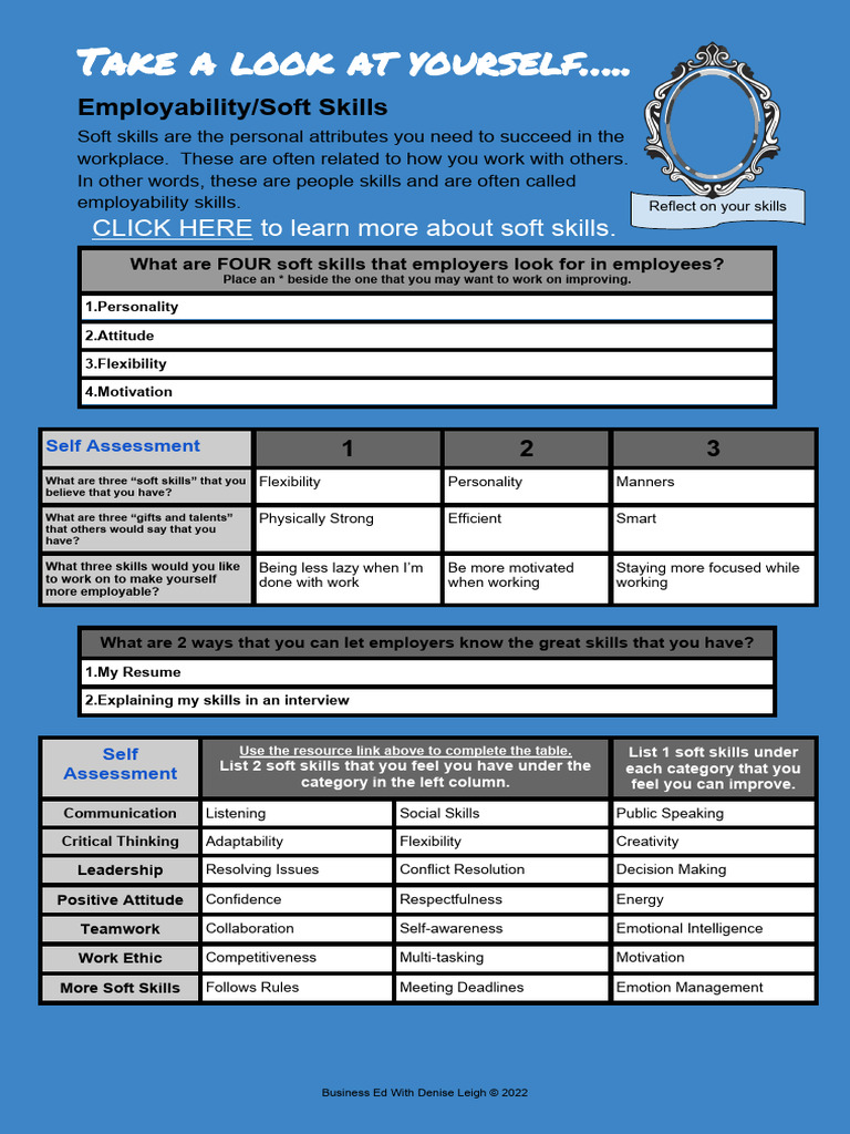 employability soft skills listed on tpt | Download Free PDF | Skill ...