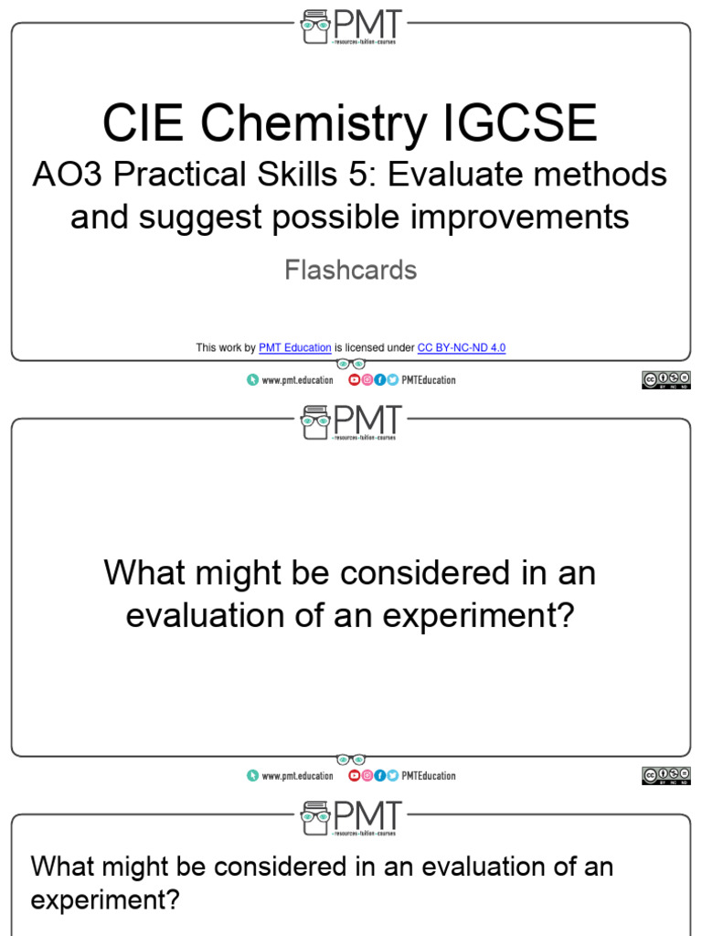Flashcards Practical Skills 5 Evaluate Methods And Improvements