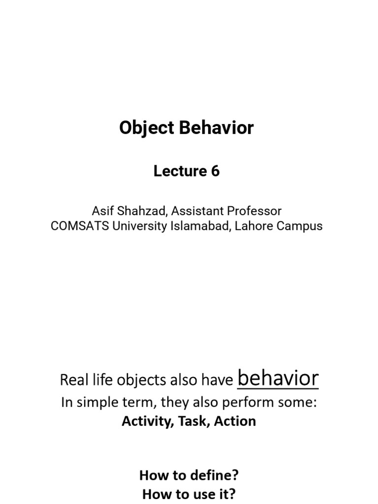 Understanding Object Behavior in Programming | PDF