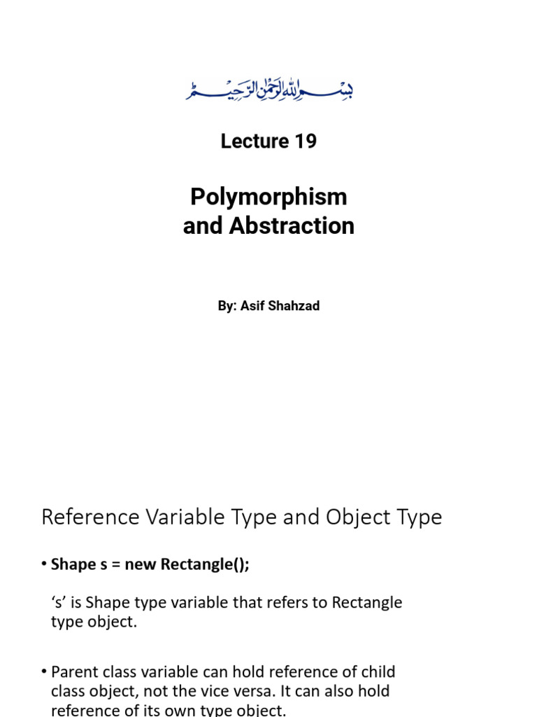 Lec19 - Polymorphism and Abstraction | Download Free PDF | Method (Computer Programming) | Class ...