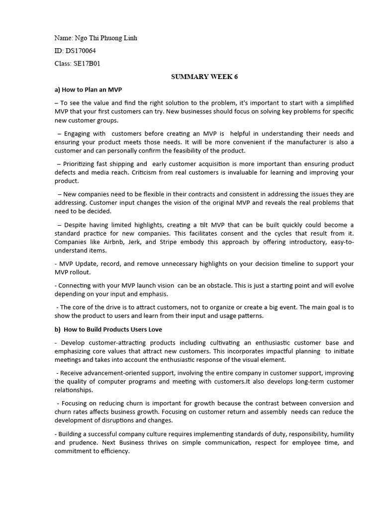Summary Week 6 | PDF | Customer Satisfaction | Business Summary Week 6 | PDF | Customer Satisfaction | Business
