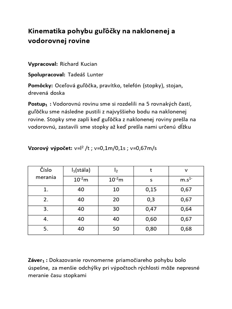 Fyzika Protokol | PDF