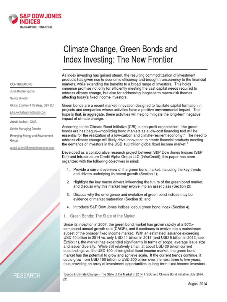 Climate Change Green Bonds and Index Investing The New Frontier | PDF ...