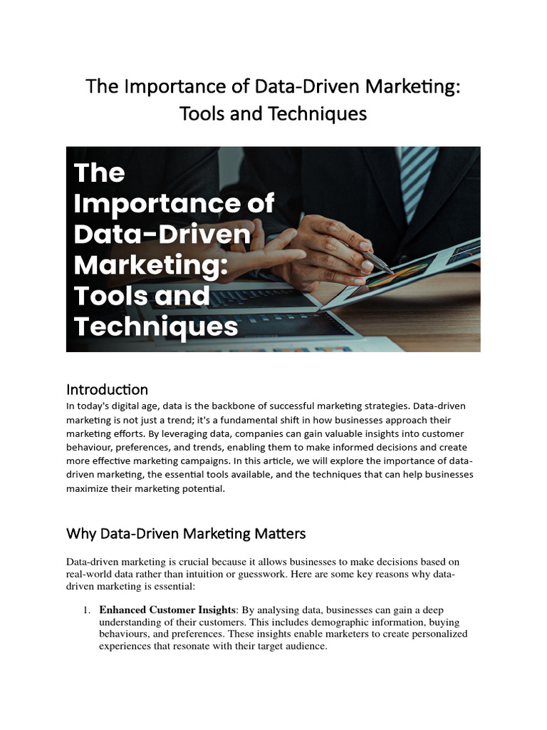 The Importance of Data-Driven Marketing: Tools and Techniques | PDF | Analytics | Data Science