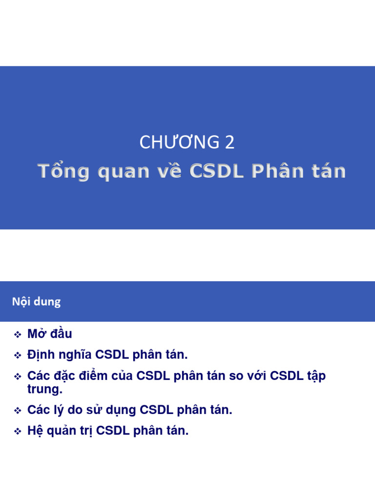 Chuong 2 - Tong Quan CSDL Phan Tan | PDF