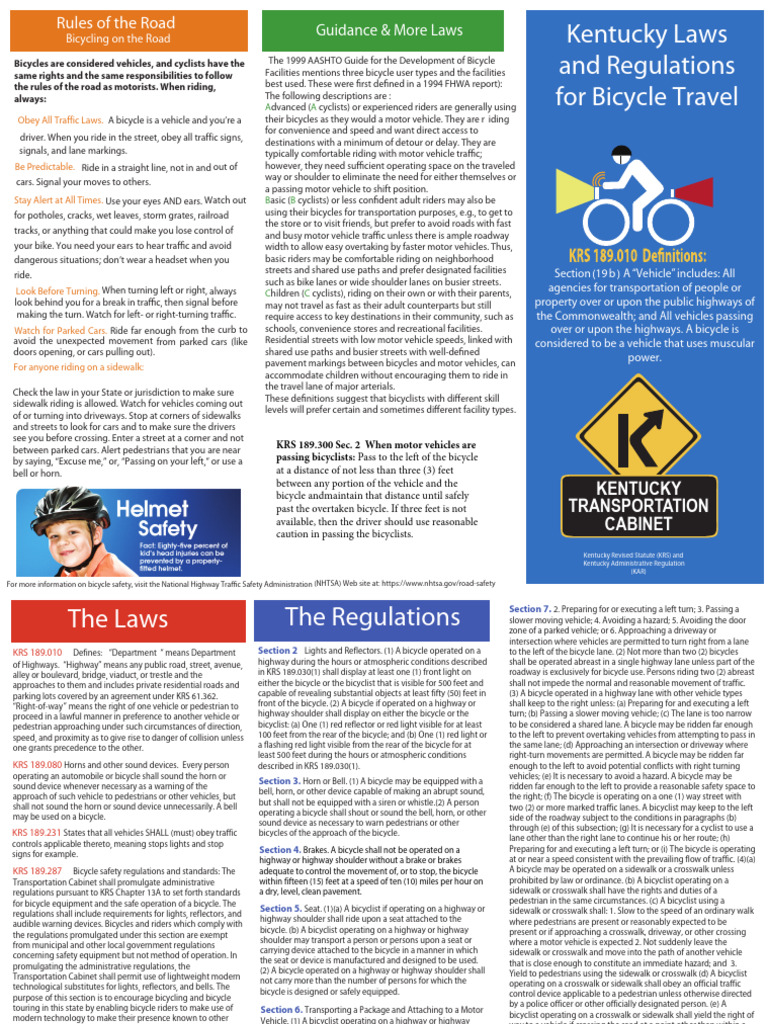 KY Laws and Regulations for Bicycle Travel | Download Free PDF ...
