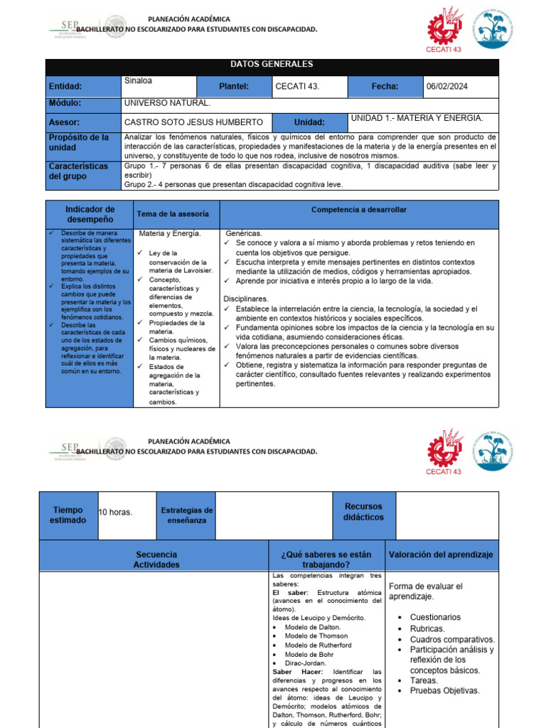 Planeacion 03 Universo Natural | PDF | Importar | Enseñando
