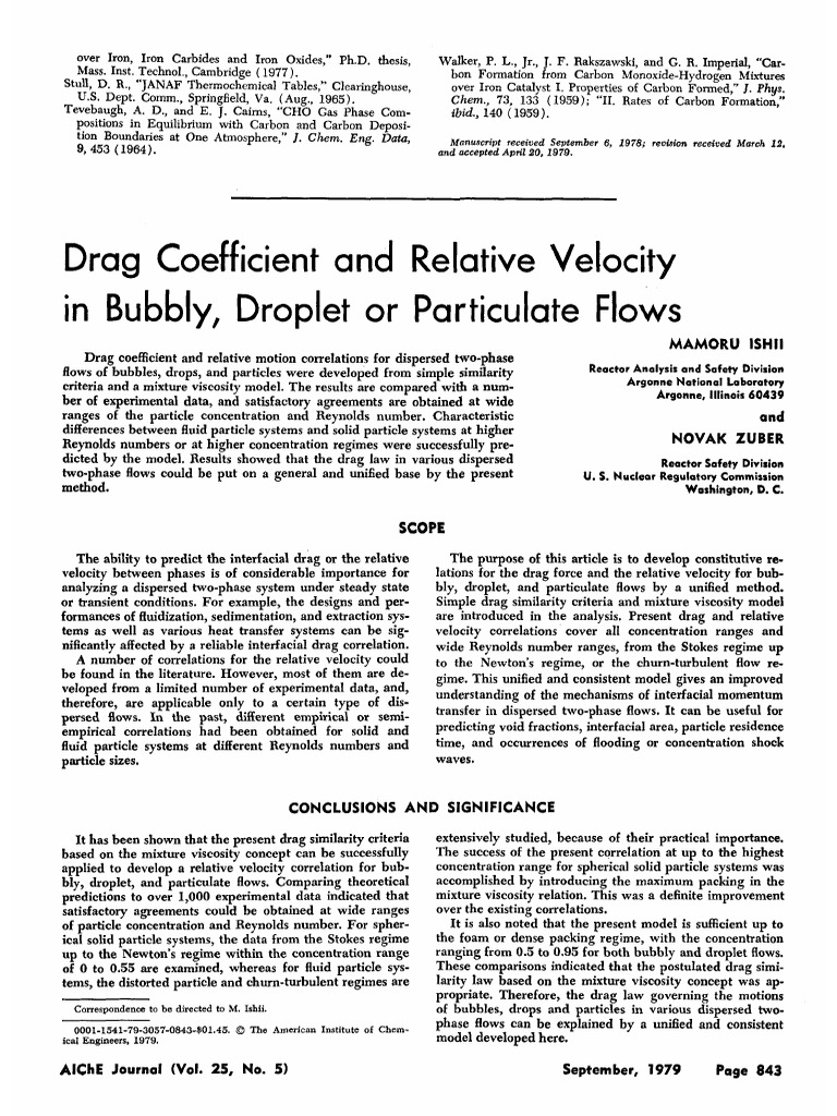 1979 - Ishii - Drag Coefficient and Relative Velocity | Download Free ...