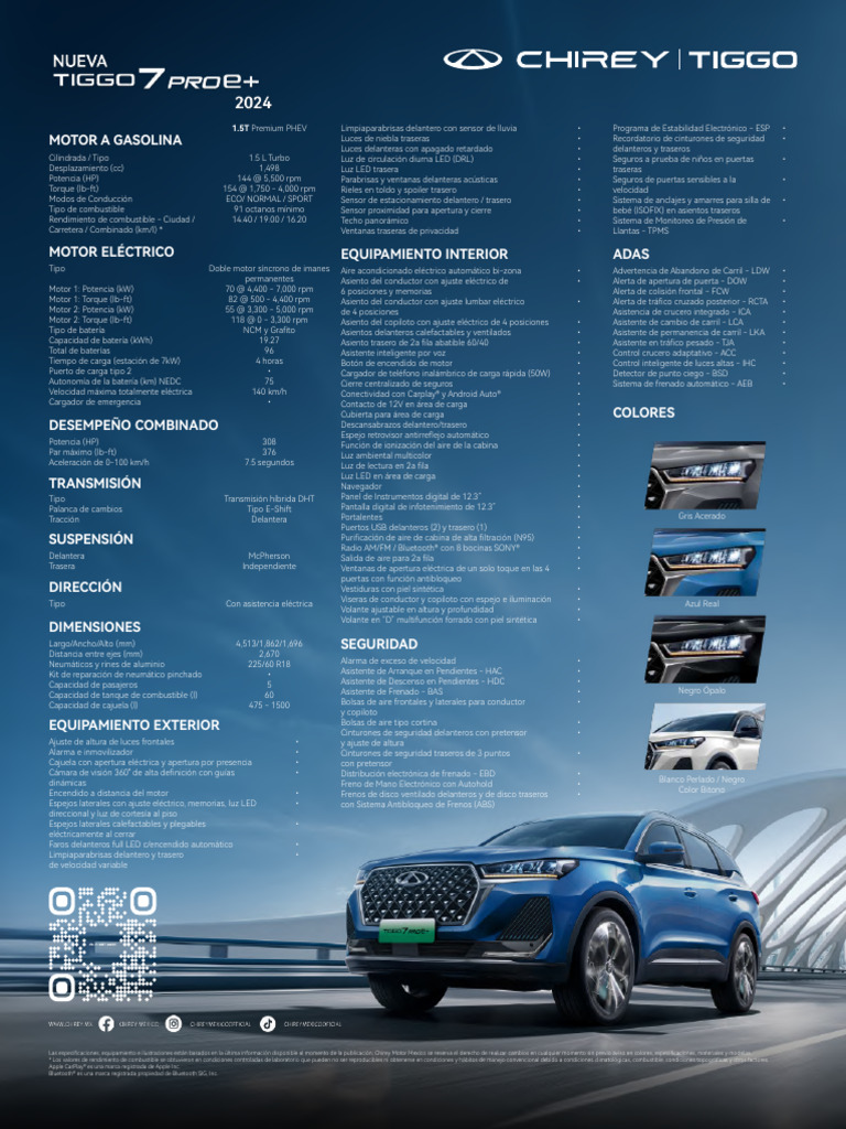 chirey-tiggo-7-pro-eplus-ficha-tecnica | Descargar gratis PDF | Sistema de freno antibloqueo ...