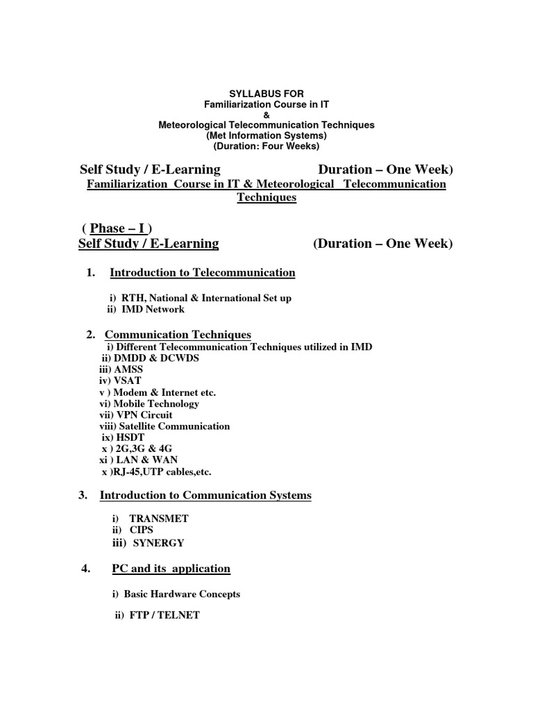Familiarization Course in IT and Met Telecom Techniques | PDF ...