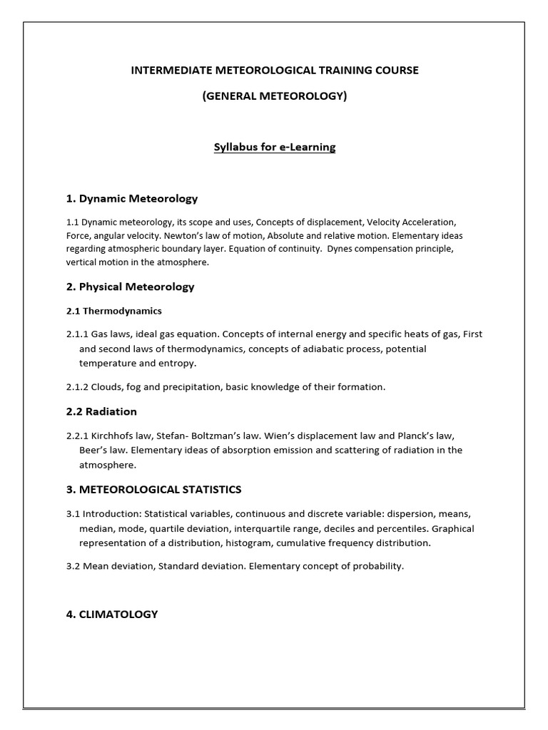 Intermediate Training Course | PDF | Meteorology | Monsoon