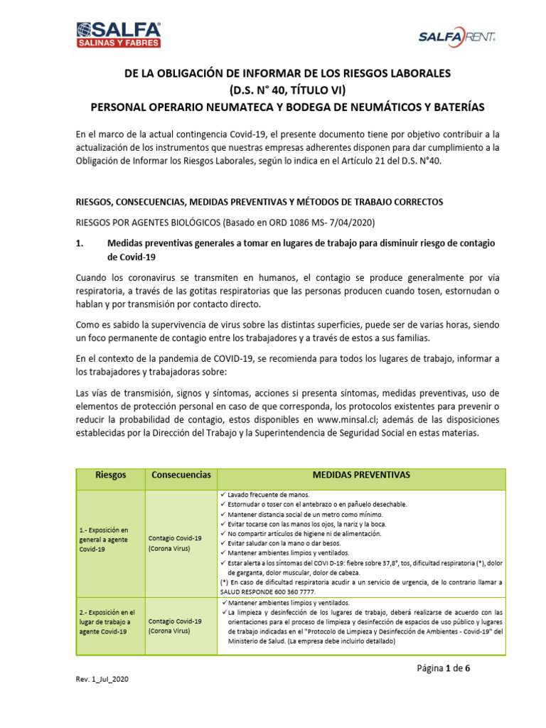 DE LA OBLIGACIÓN DE INFORMAR DE LOS RIESGOS LABORALES - Neumateca ...