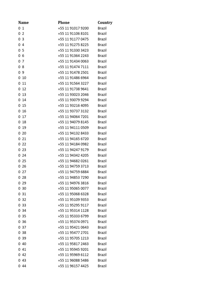 Brazil Phone Numbers List | PDF