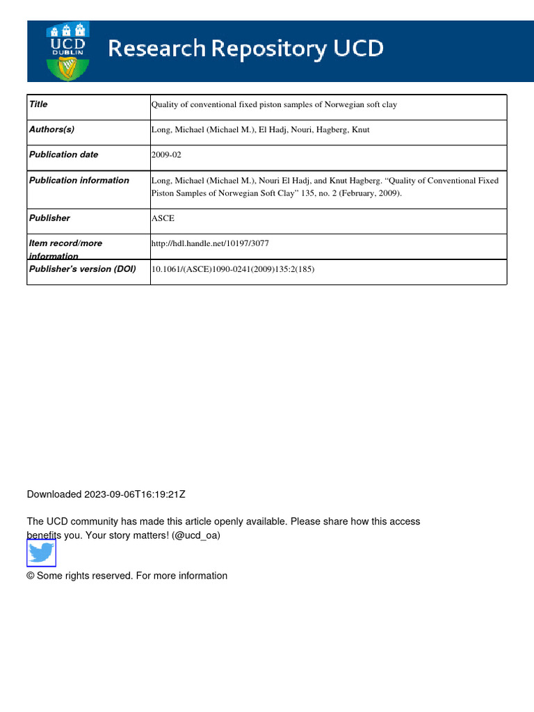 Quality of Norwegian Soft Clay Samples | PDF | Deposition (Geology ...