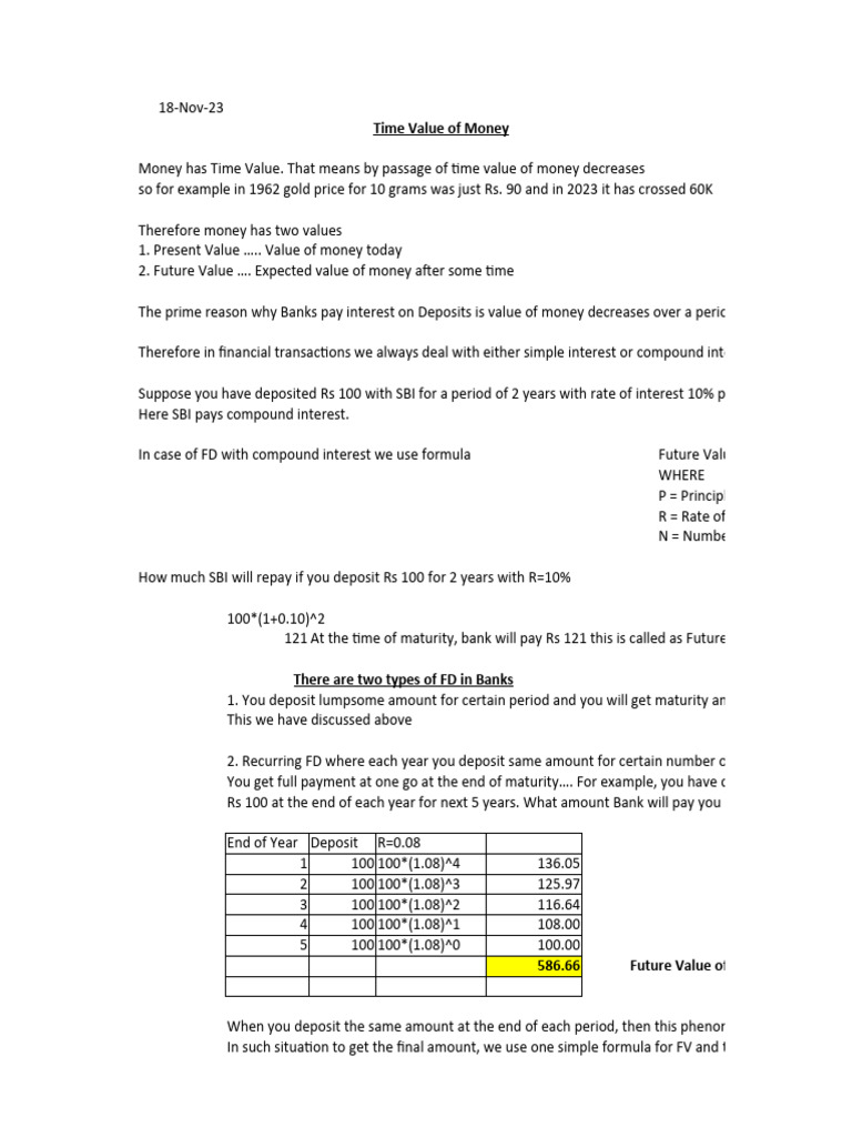 Time Value of Money | PDF | Present Value | Interest