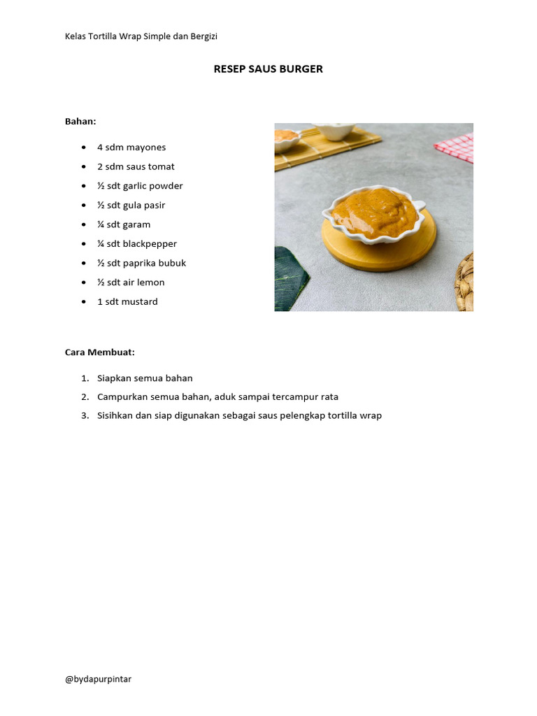 Resep Saus Burger | PDF