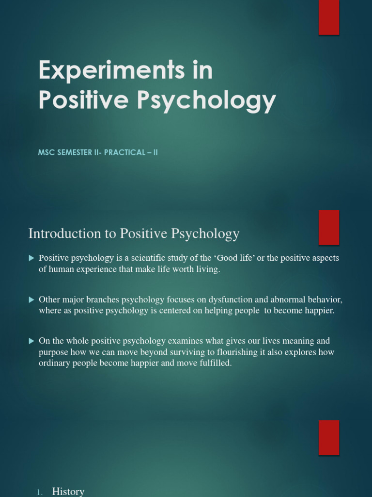 MSC Sem II Practical-2 Experiments in Positive Psy | PDF | Affect (Psychology) | Positive Psychology
