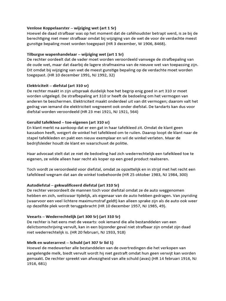 Arresten Lijst Strafrecht | PDF