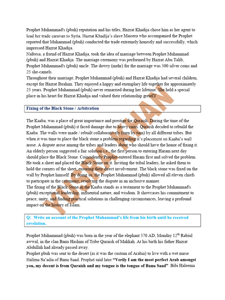 Birth | PDF | Muhammad | Banu Hashim