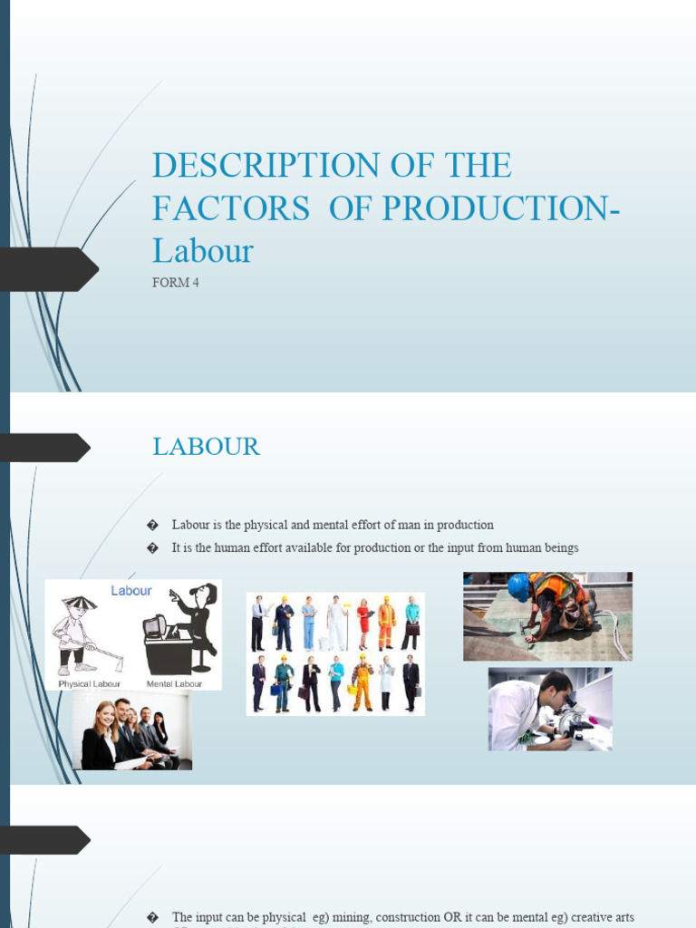 Description of The Factors of Production - Labour | PDF | Labour ...