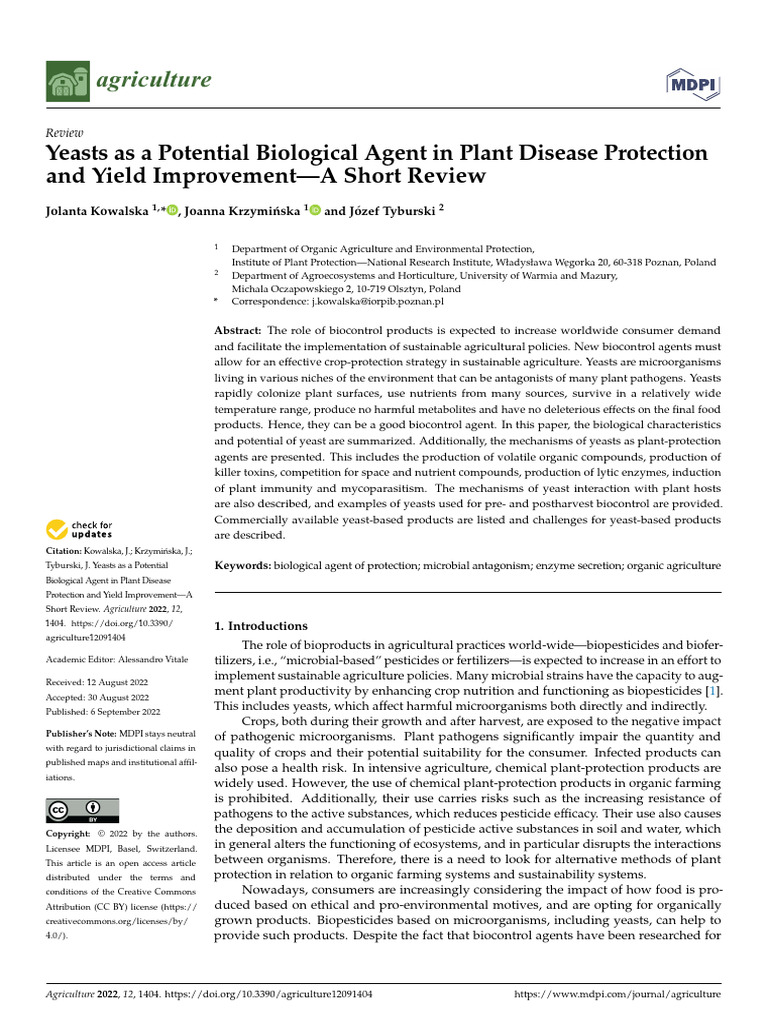 bio agent plant disease | PDF | Sexual Reproduction | Yeast