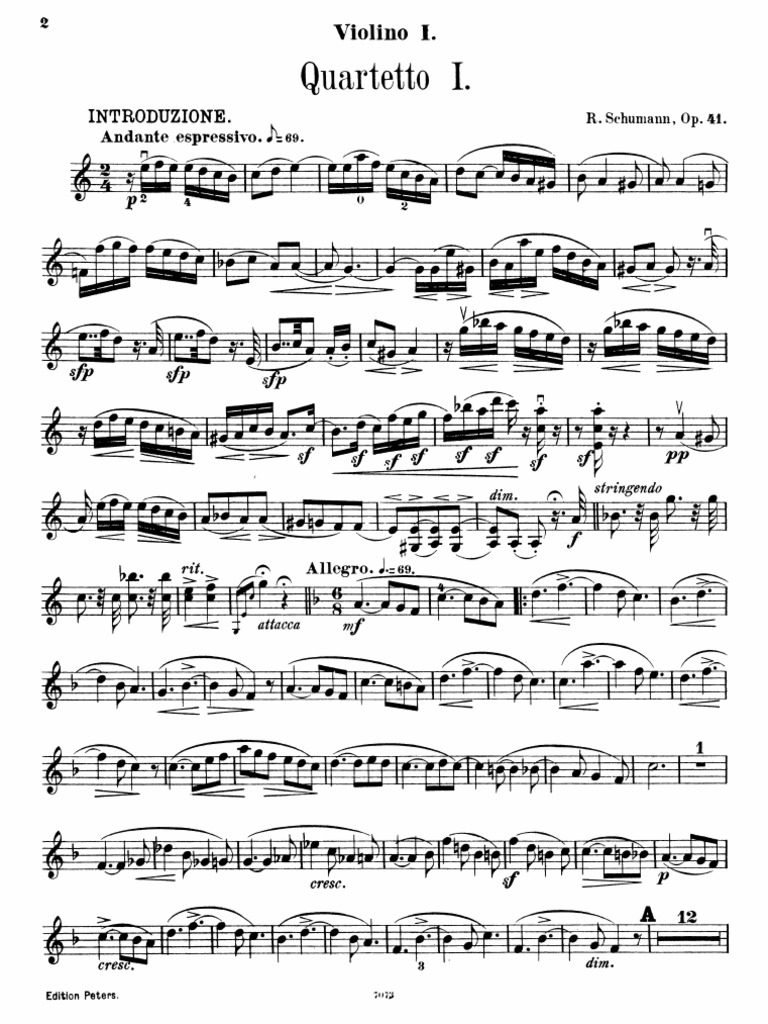 Schumann - Quartet 1 Violin | PDF