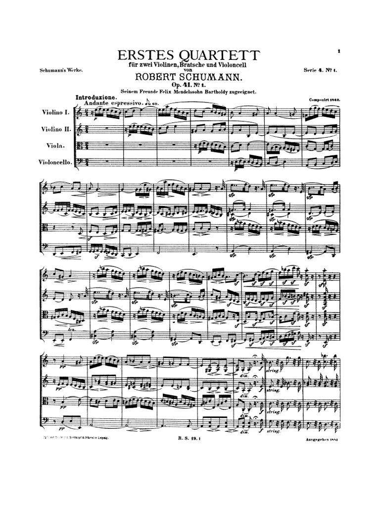 Schumann - Quartet 1 Grade | PDF