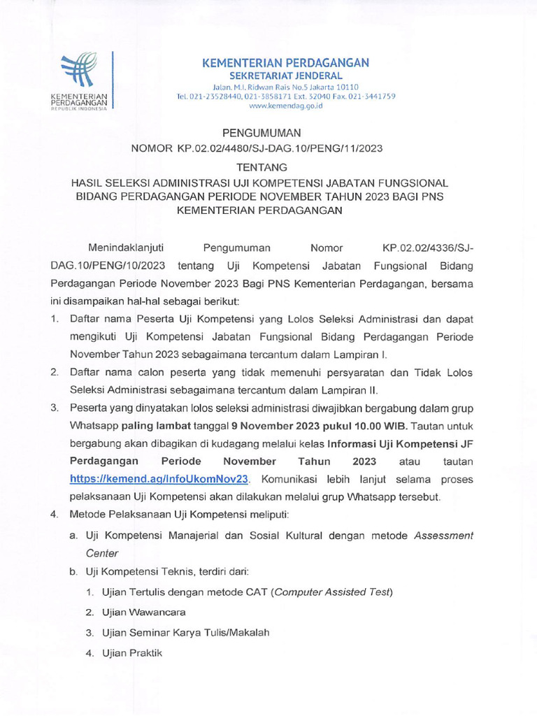 Pengumuman Hasil Seleksi Adm Ukom Internal | PDF Pengumuman Hasil Seleksi Adm Ukom Internal | PDF