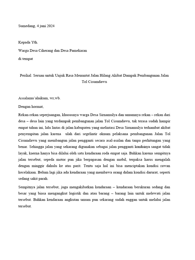 surat seruan unjuk rasa | PDF