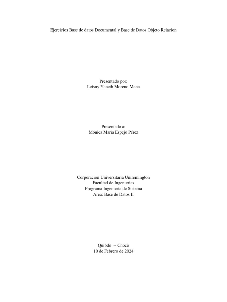 Tarea Base De Datos Documental Relacion Objeto Pdf Base De Datos 2777