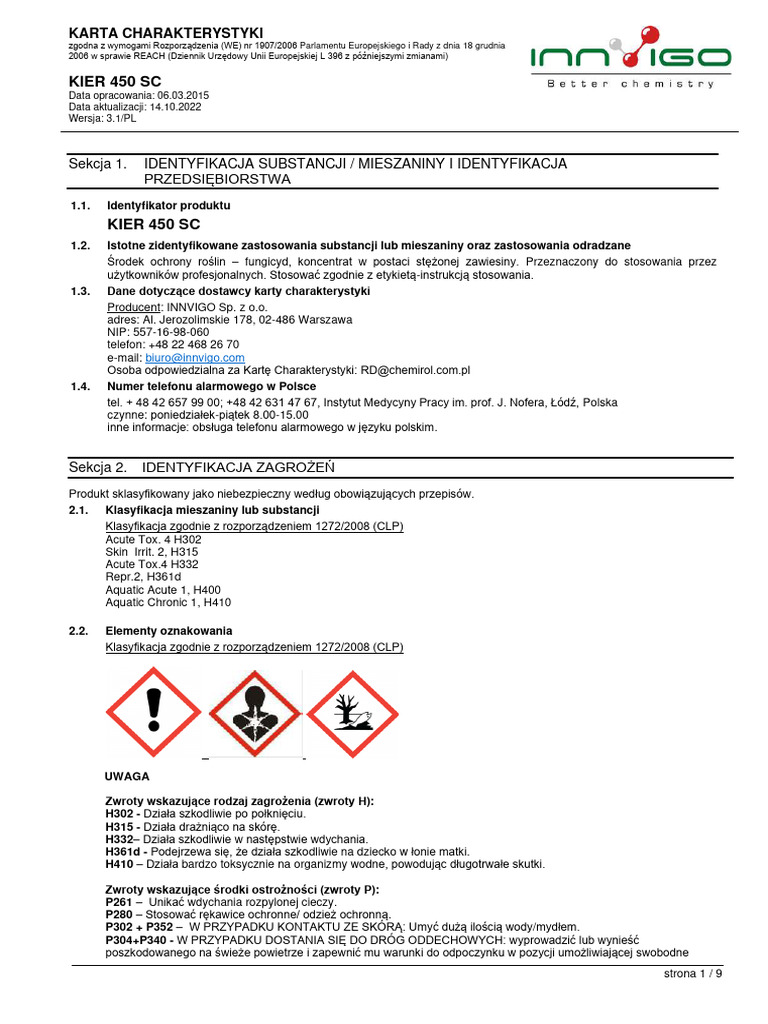 MSDS Kier 450 SC | PDF