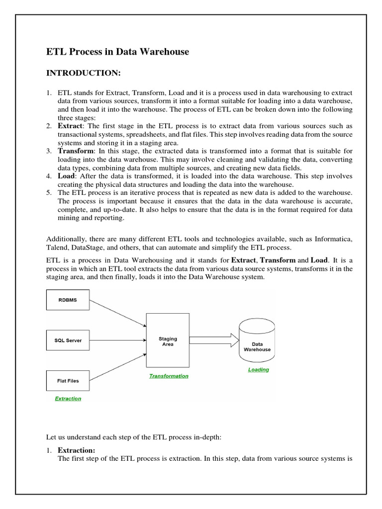 ETL Process in Data Warehouse | PDF | Data Warehouse | Databases