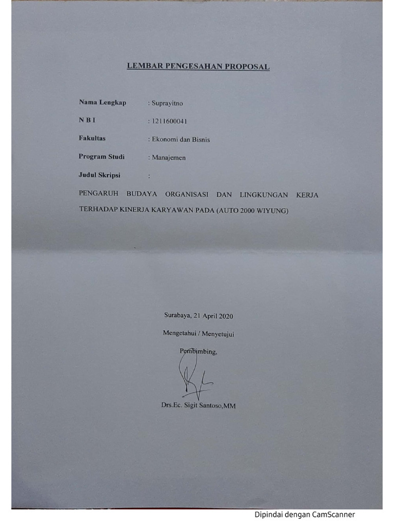 Lembar Pengesahan Proposal | PDF