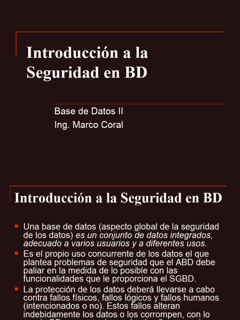 Seguridad en Bases de Datos | PDF | Bases de datos | Archivo de computadora