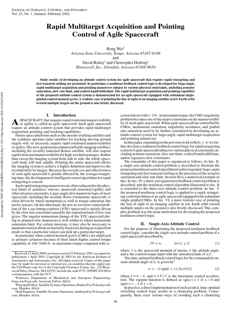 Rapid Multitarget Acquisition And Pointing Control Of Agile Spacecraft