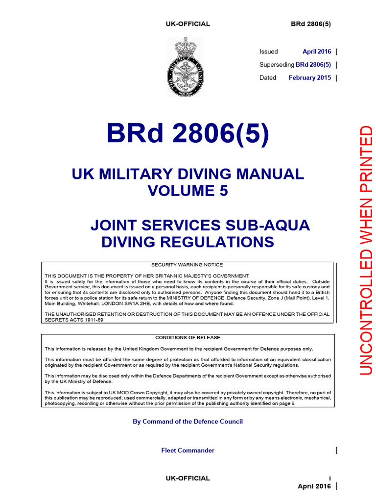 UK-OFFICIAL BRD 2806 (5) BRD 2806 (5) UK MILITARY DIVING MANUAL VOLUME ...