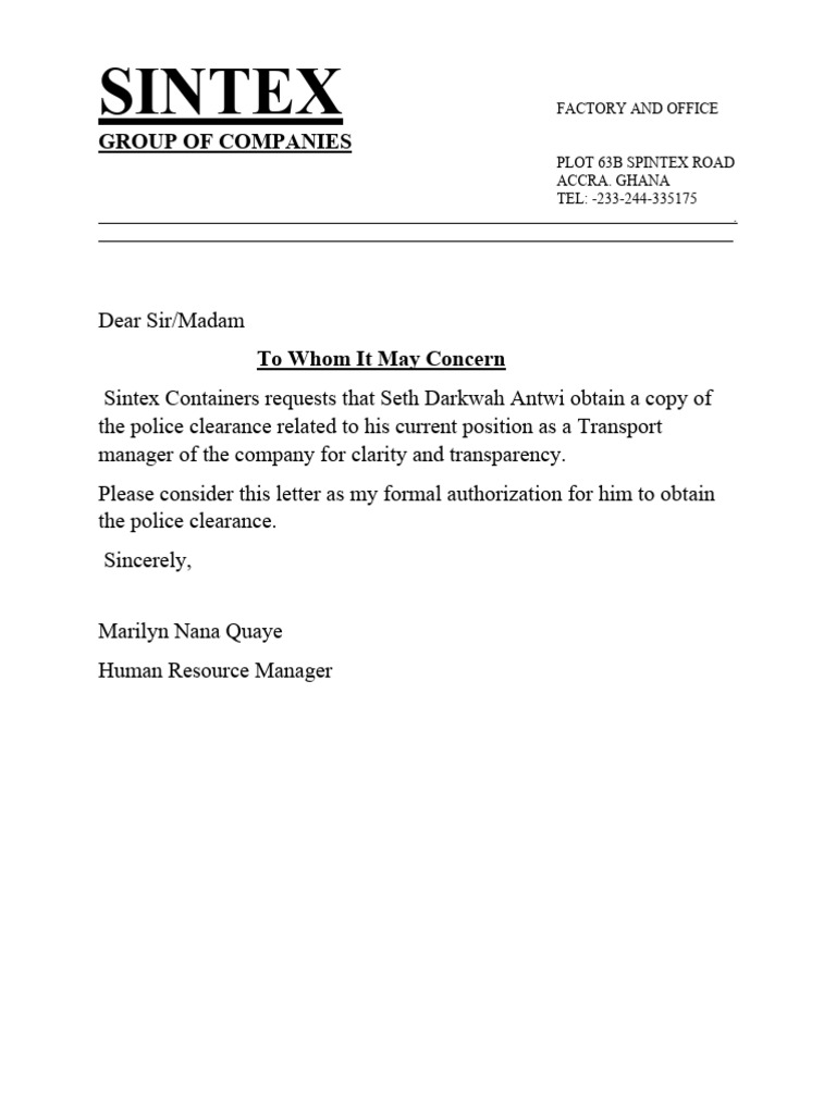 Authorization for Police Clearance Request | PDF