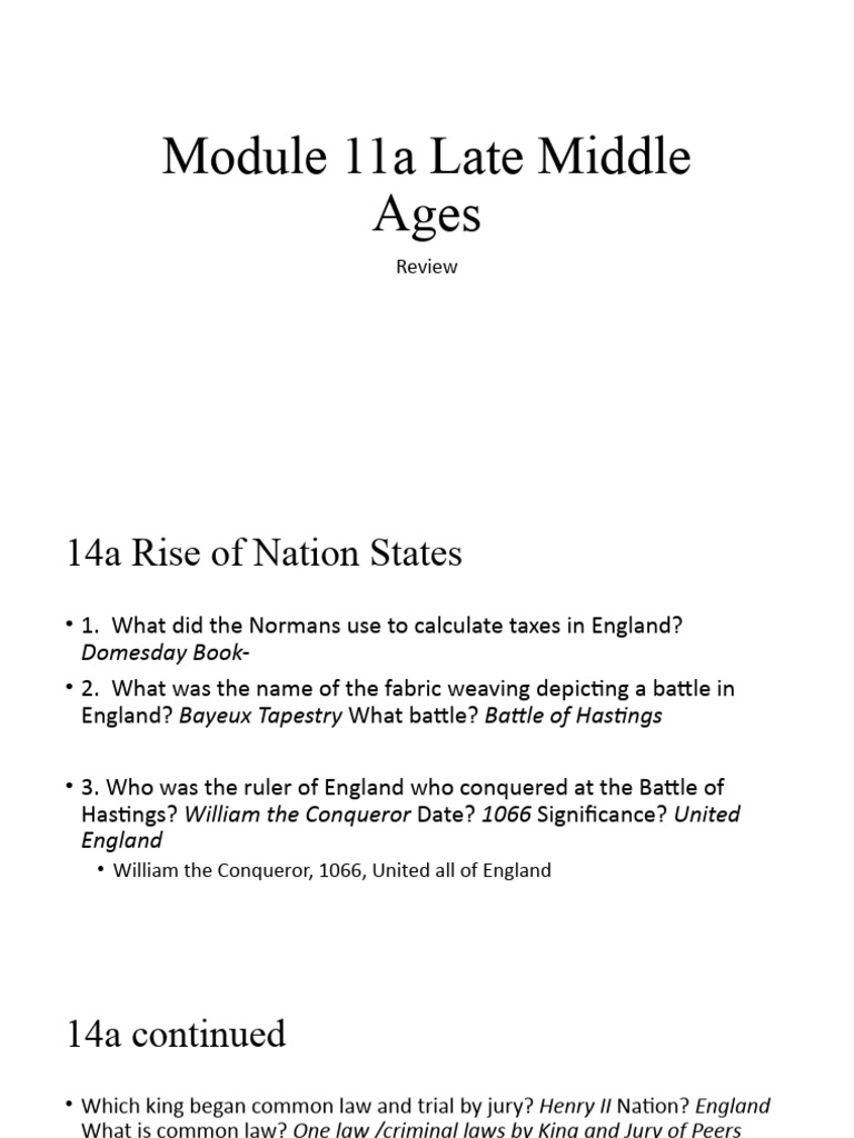 Review Module 11a LMA With Answers | PDF | Crusades | Black Death