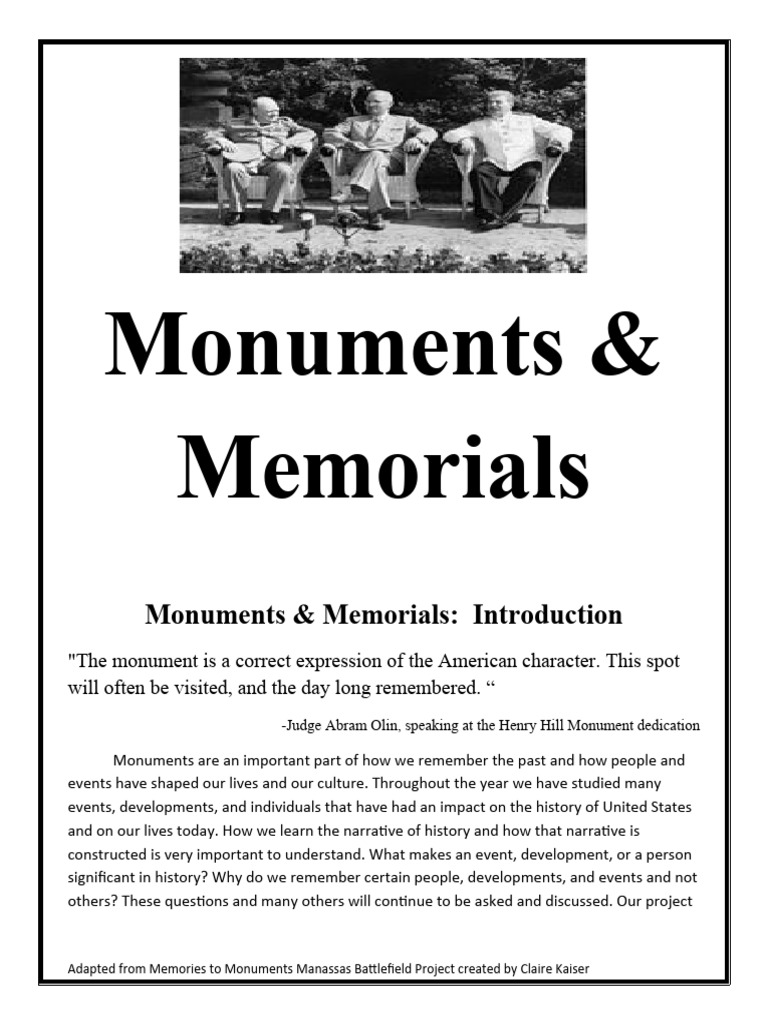 Updated Monuments and Memorials HS | PDF | Primary Sources | Narrative