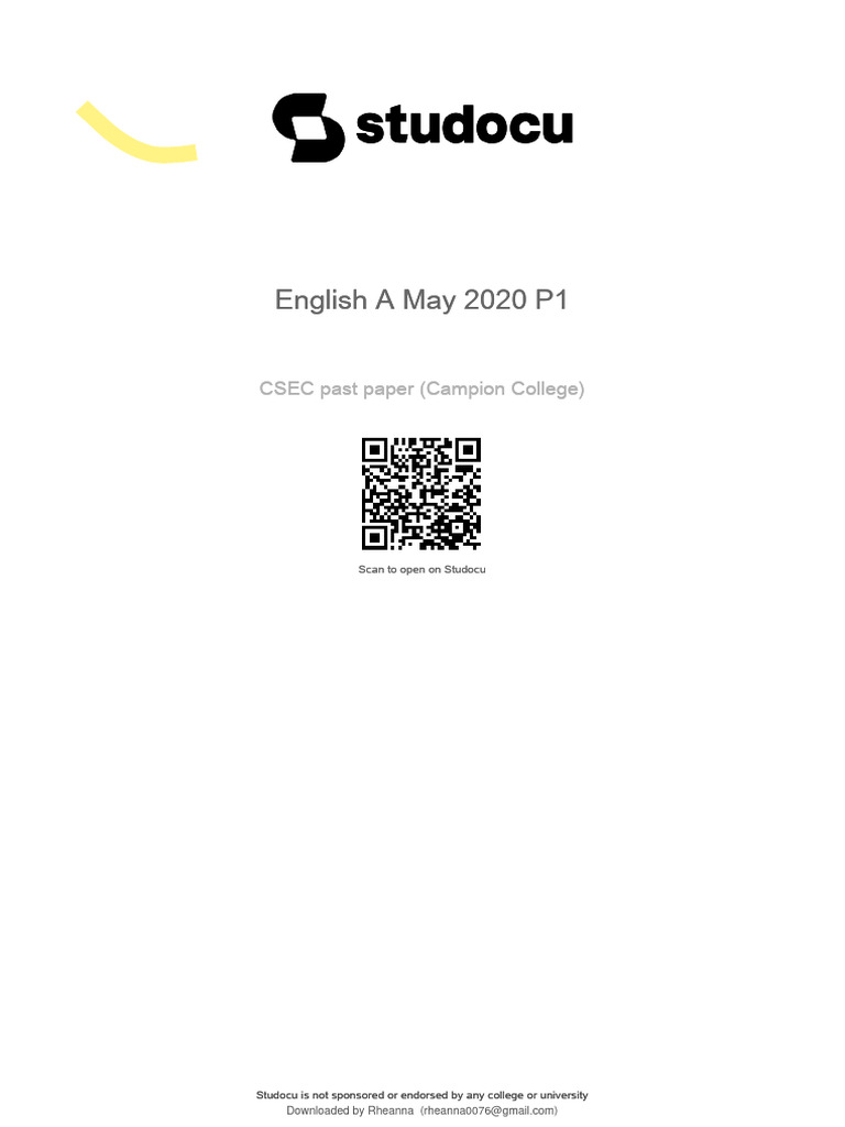 English A May 2020 P1 English A May 2020 P1: CSEC Past Paper (Campion ...
