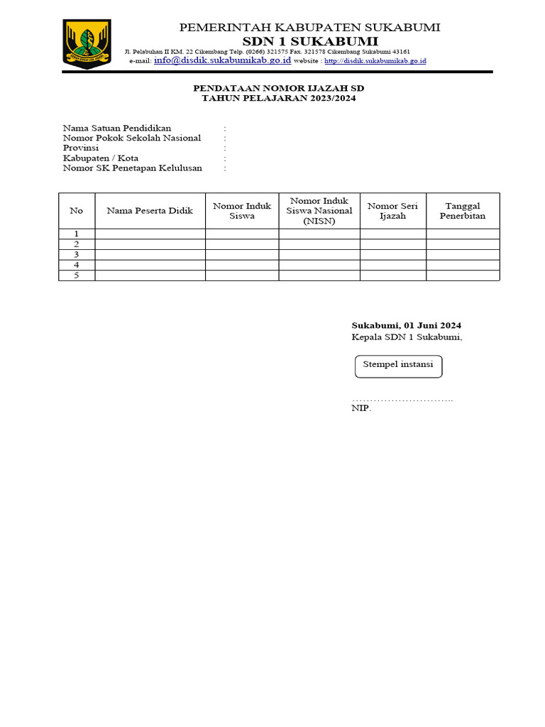 Contoh Format Matriks Pendataan Oleh Satuan Pendidikan | PDF