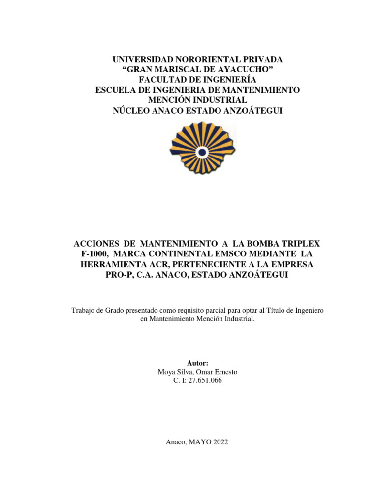 TESIS Acciones de Mantenimiento UGMA | PDF | Ingeniería de ...