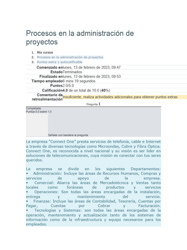 Procesos en La Administración de Proyectos Autocalificable 1 | PDF | Business | Economias