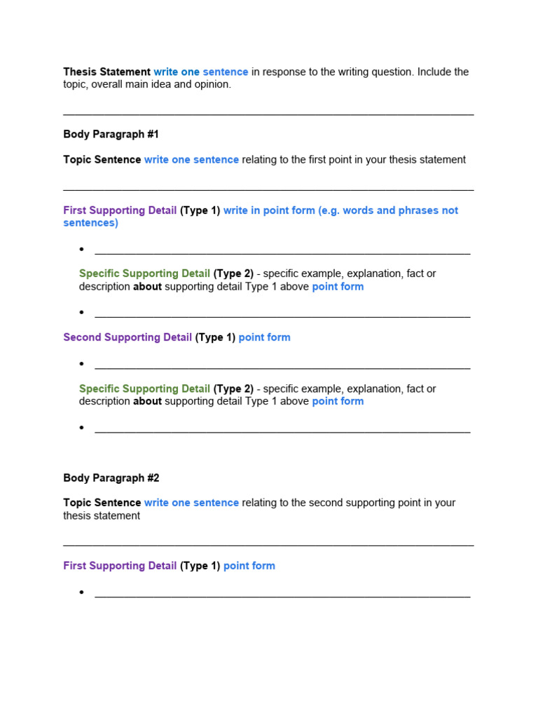 Preliminary Essay Outline Template | PDF | Sentence (Linguistics ...