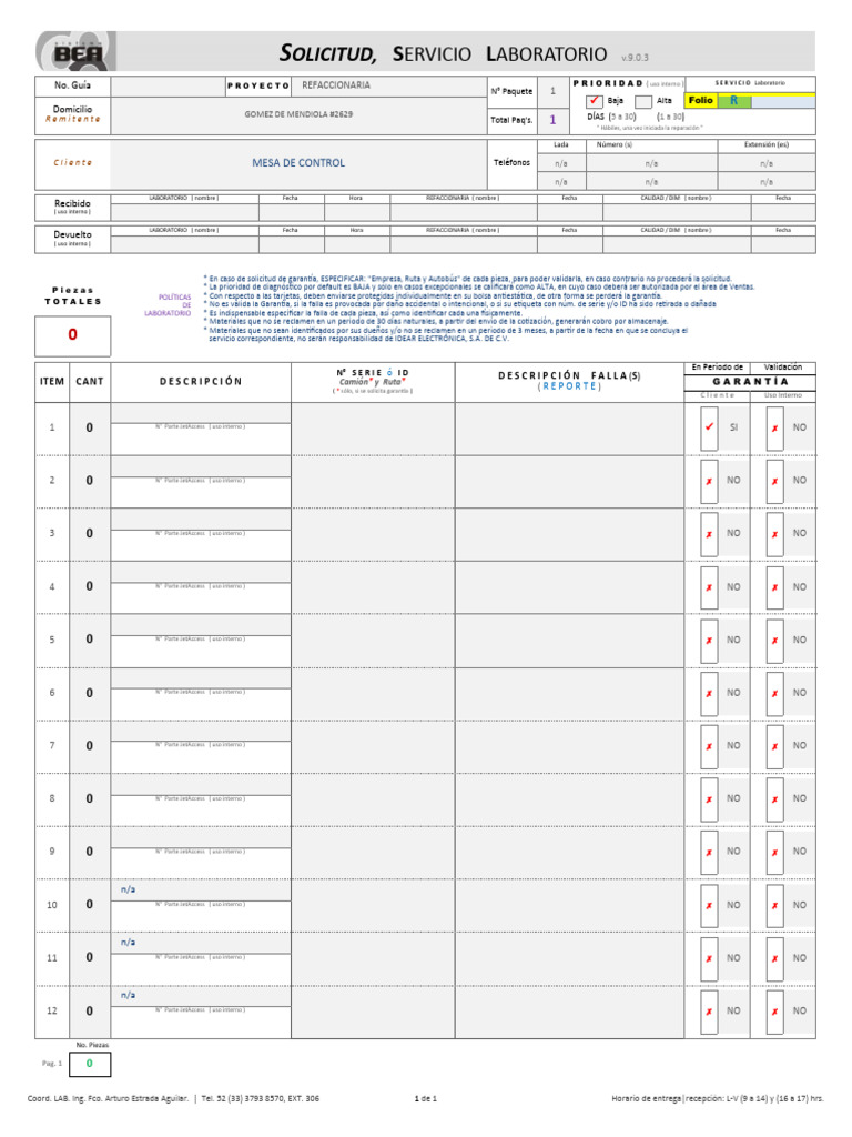 Formato de Solicitud Lab | PDF