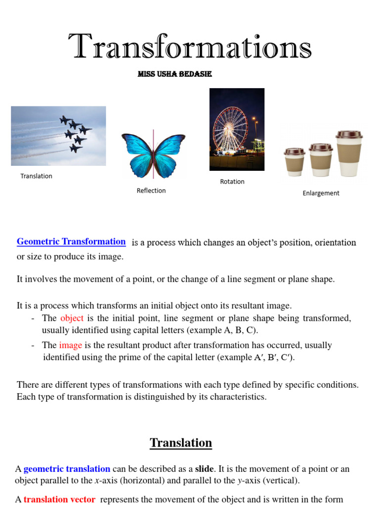 Grade 9 Geometry Transformations Guide | PDF | Cartesian Coordinate ...