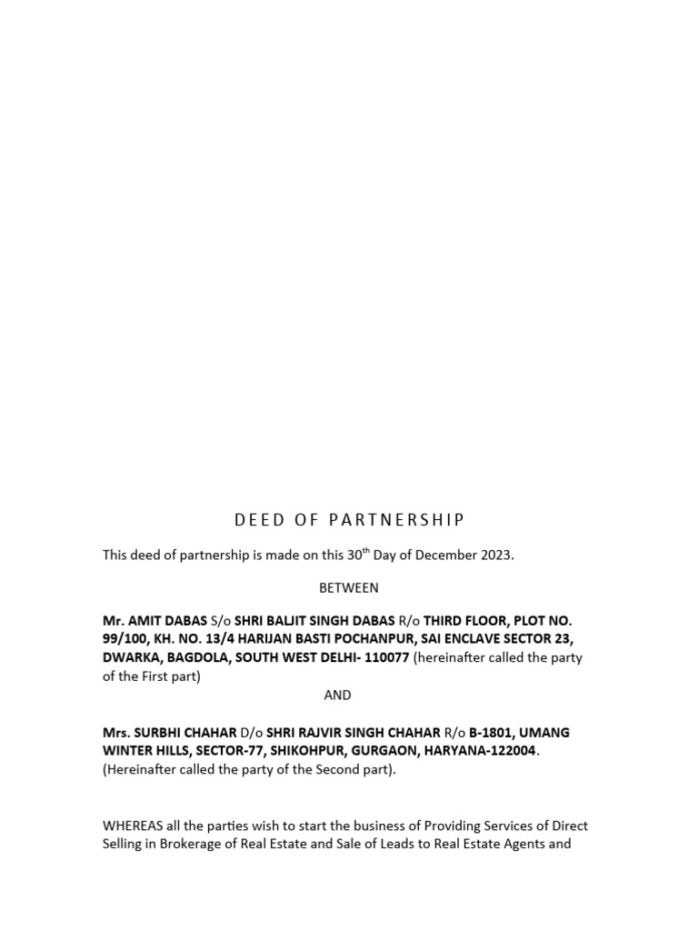 Partnership_deed Format English | PDF | Partnership | Balance Sheet