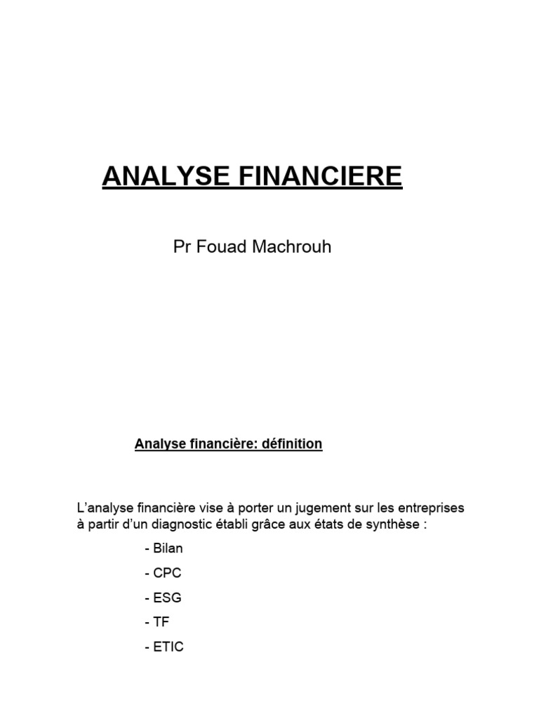 Analyse Financiere 1 Introduction | PDF | Actionnaire | Business